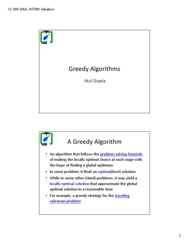 8-Greedy Algorithms PDF | PDF | Teaching Methods & Materials