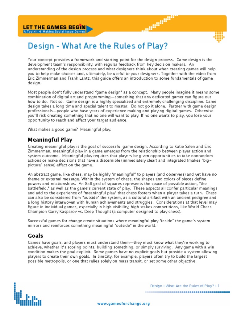 Design - What Are The Rules of Play PDF | PDF | Game Design | Chess