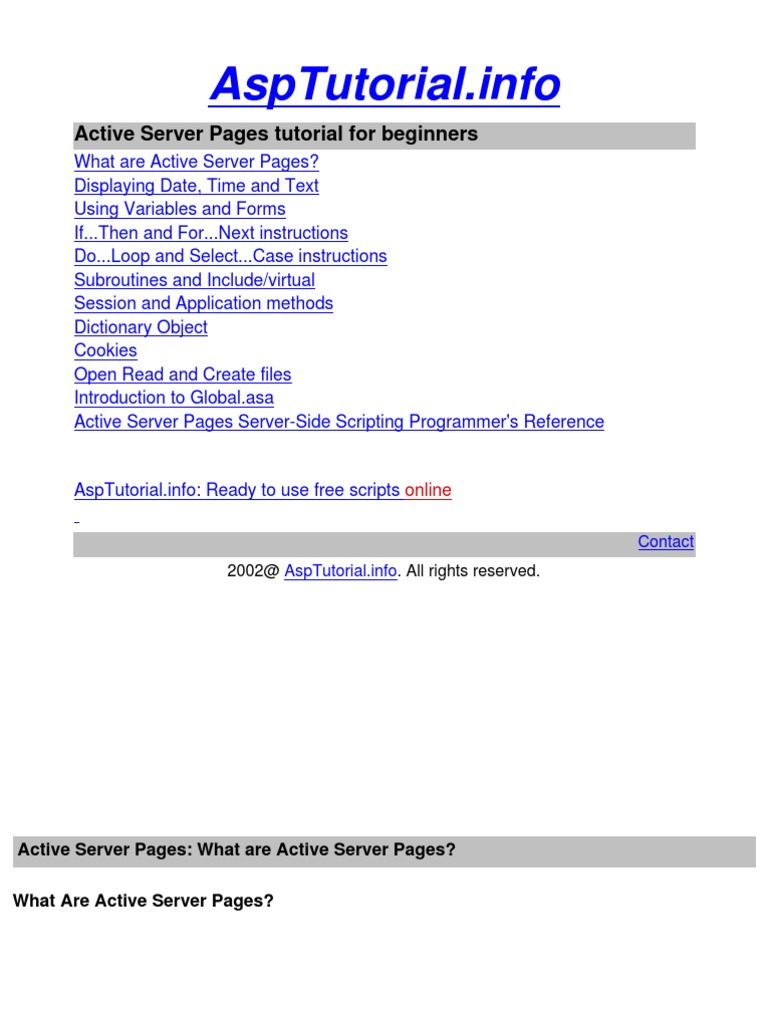 An Introduction to Active Server Pages: Displaying Date, Time, Text, and Understanding Server ...