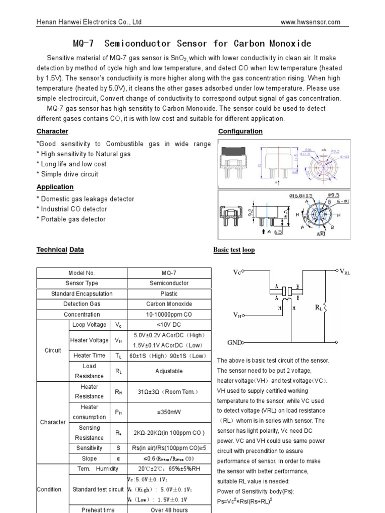 MQ7 | Sensor | Electrical Resistance And Conductance