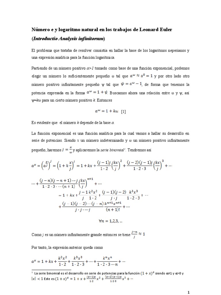 Euler y el Logaritmo Natural | PDF | Ciencia y matemáticas
