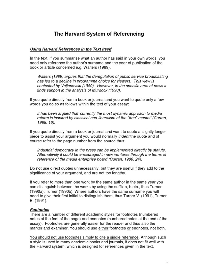 Harvard System of Referencing | PDF | Note (Typography) | Written ...