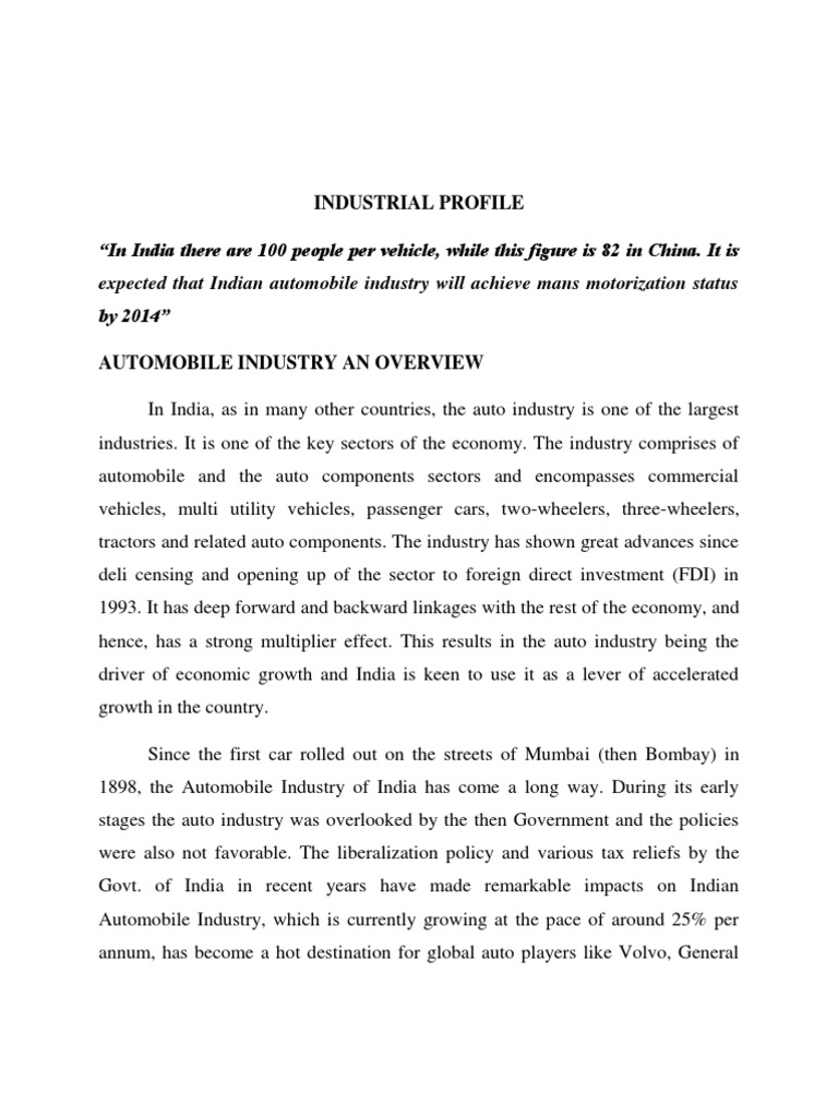 Automobile Industry Profile | PDF | Car | Automotive Industry
