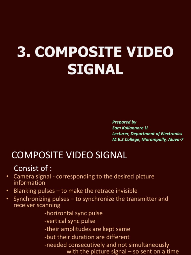 Composite Video Signal Overview | PDF | Video | Broadcast Engineering