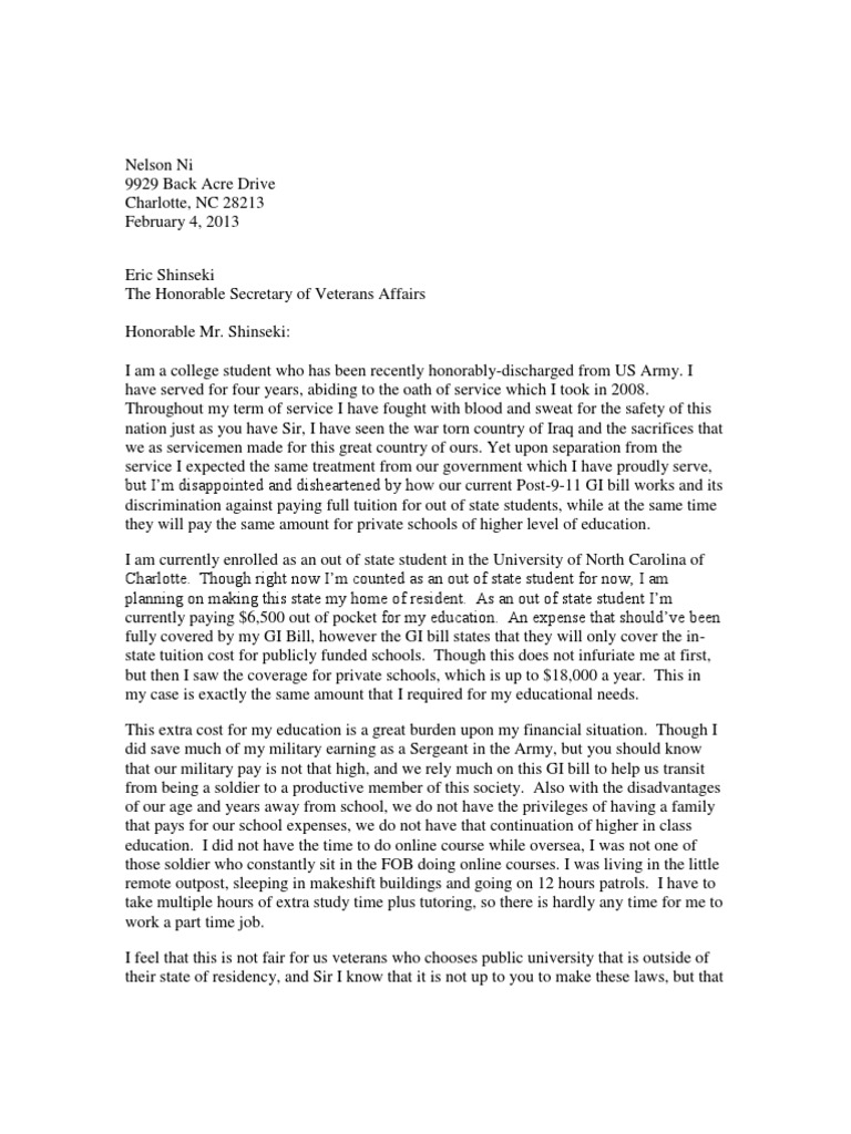 Complaint Letter To Va | PDF | G.I. Bill | United States Department Of ...