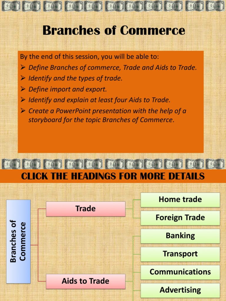 Branches of Commerce PPT | Warehouse | Exports