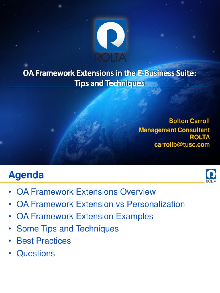 Bcarroll Oa Framework Extensions Pdf Sql Oracle Database