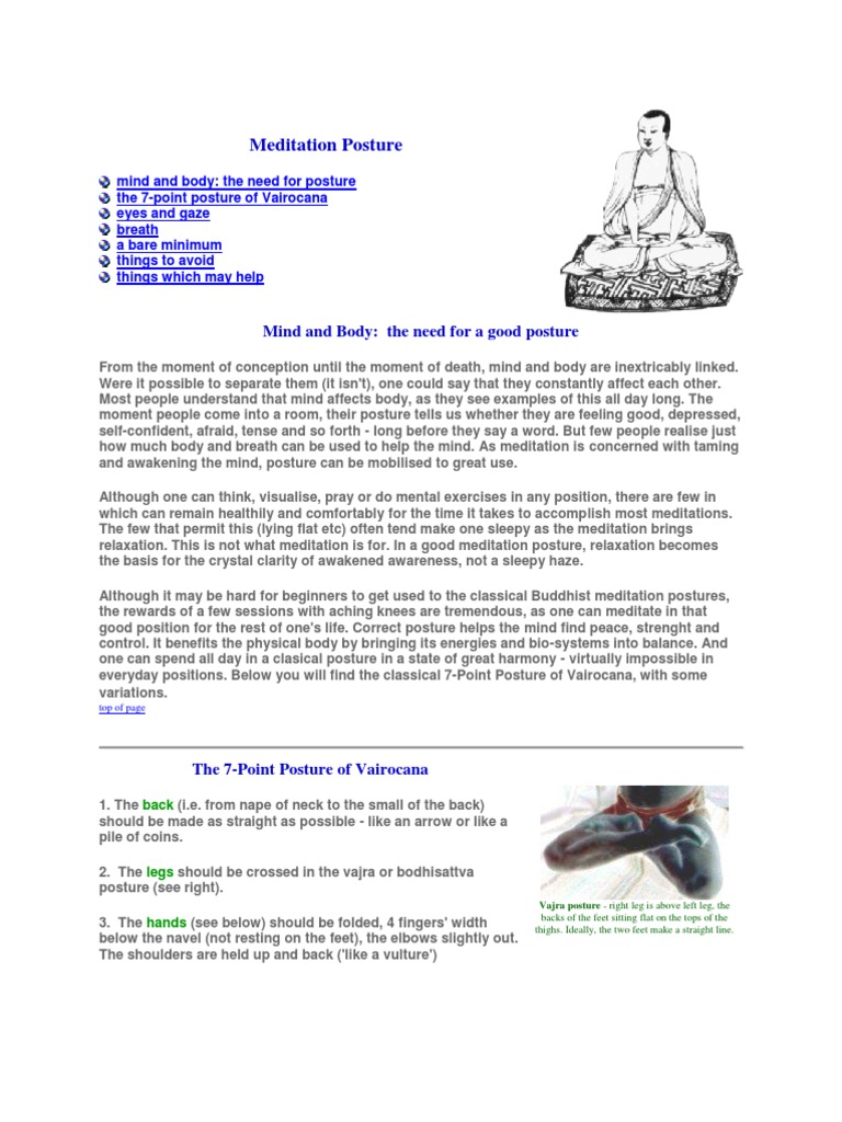 Meditation Posture: Mind and Body: The Need For A Good Posture | PDF ...
