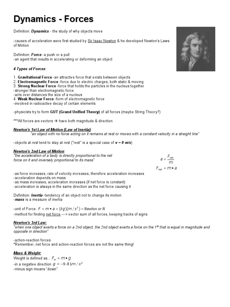 Dynamics - Forces | PDF | Force | Mass