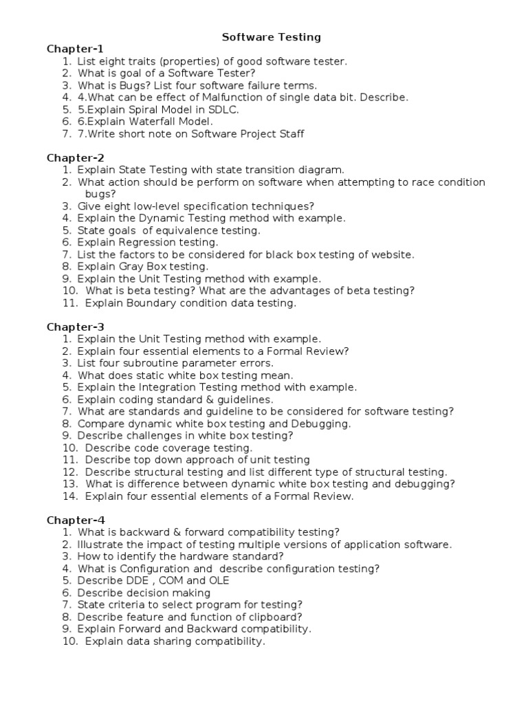 Software Testing Important Question Bank. | PDF | Software Testing ...