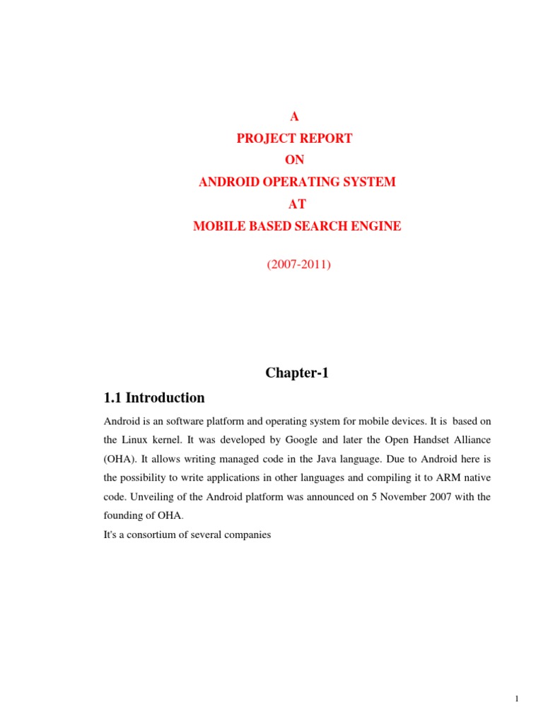 ANDROID OPERATING SYSTEM Project | PDF | My Sql | Html