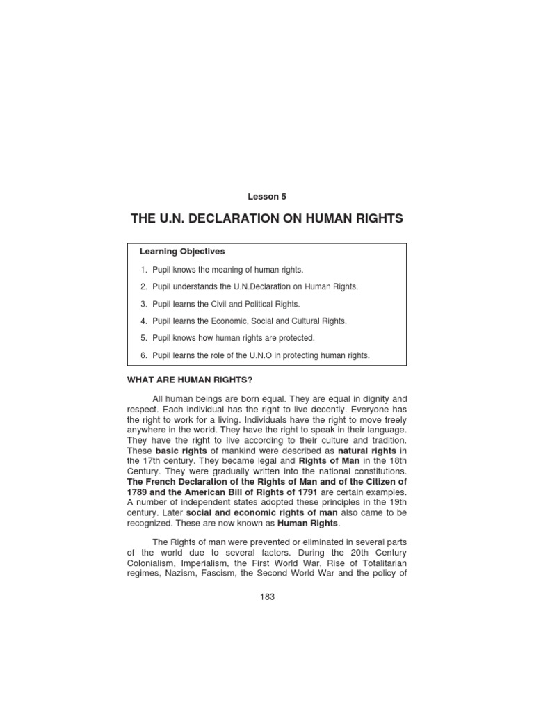 Human Rights Declaration, Uno | PDF | Natural And Legal Rights | Human ...
