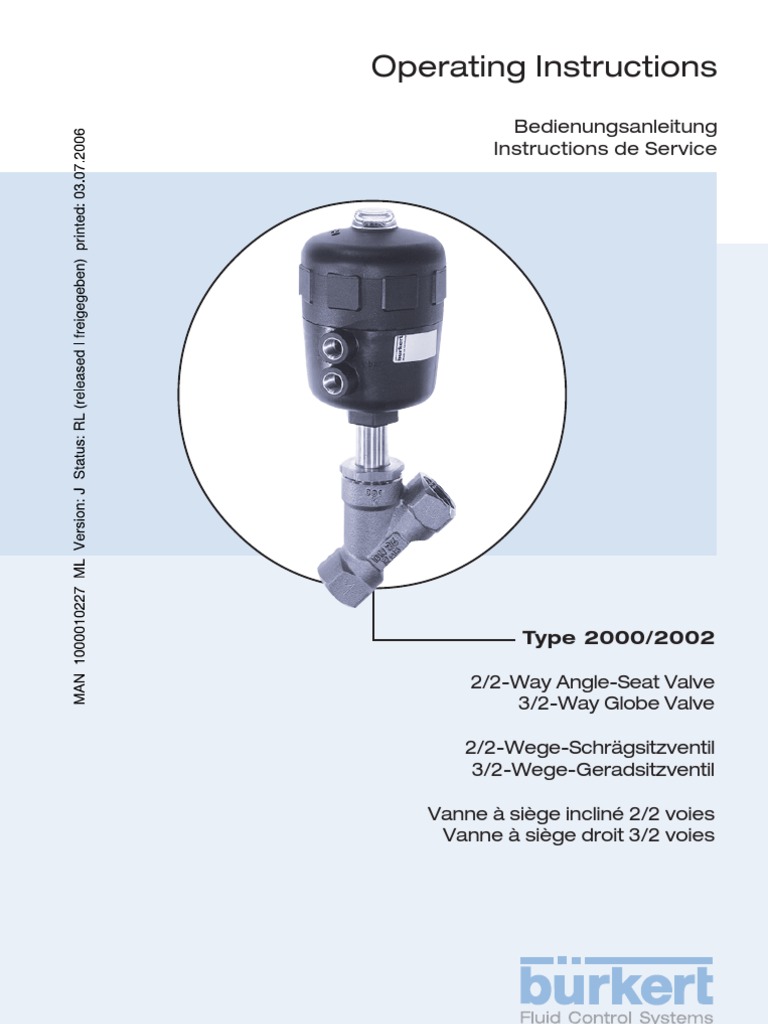 Angle Seat Valve Burkert MA2000-Standard-EU-ML | PDF | Gas Technologies ...