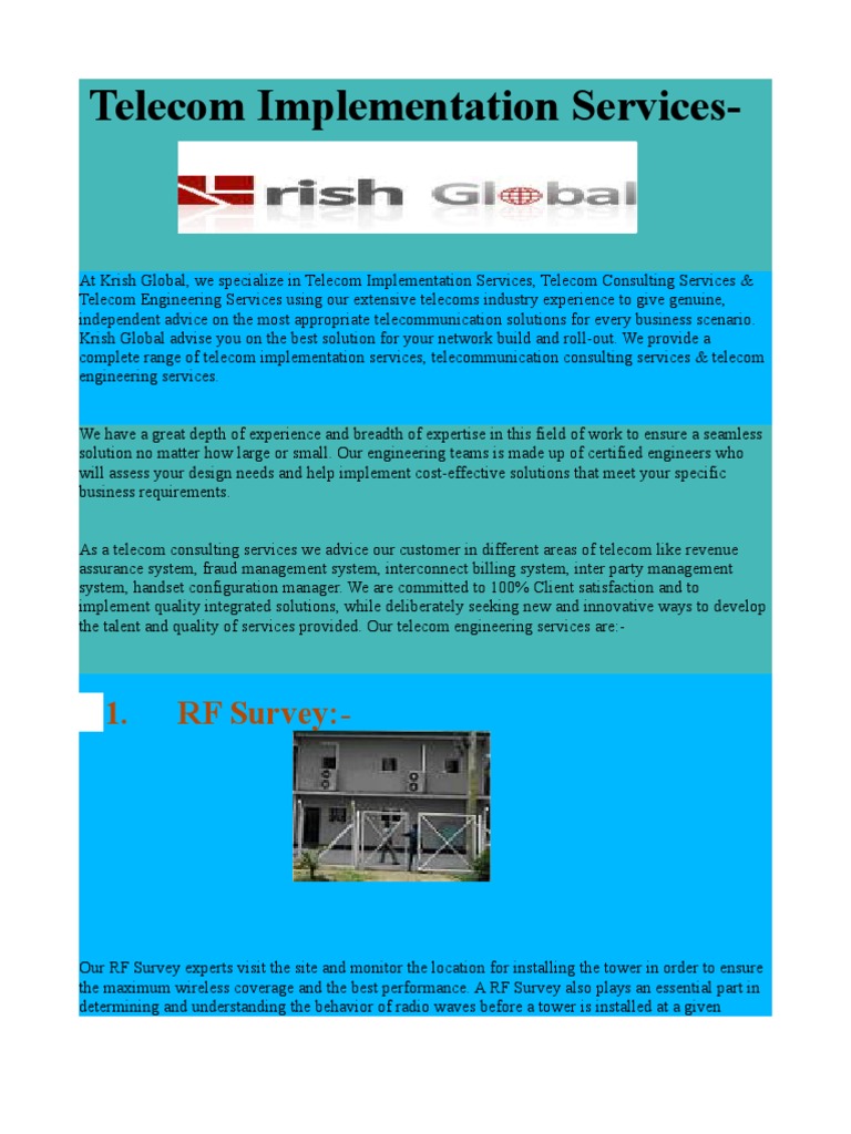 Telecom Consulting Services | PDF | Telecommunication | Consultant