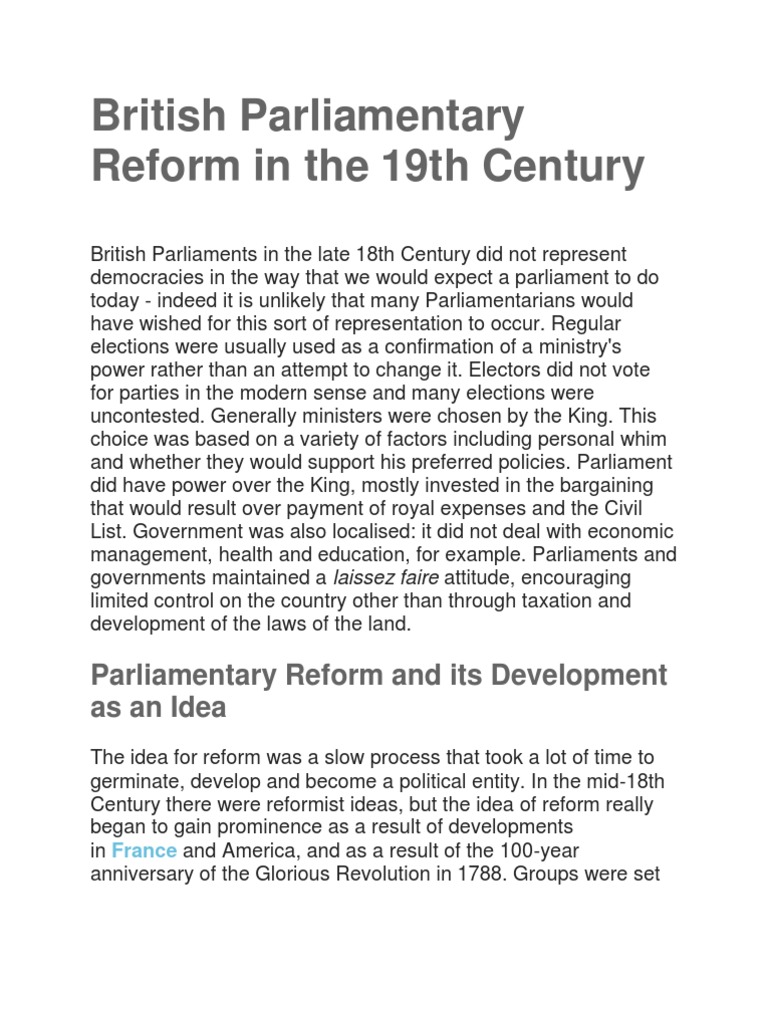 British Parliamentary Reform in The 19th Century | PDF | Radicalism ...