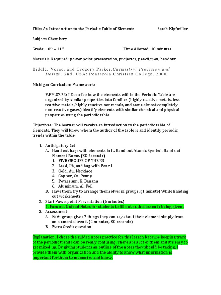 Applied Lesson Plans | PDF | Chemical Equilibrium | Chemical Elements