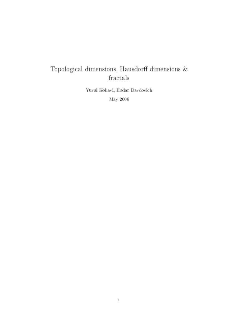 Final Topology | PDF | Fractal | Dimension