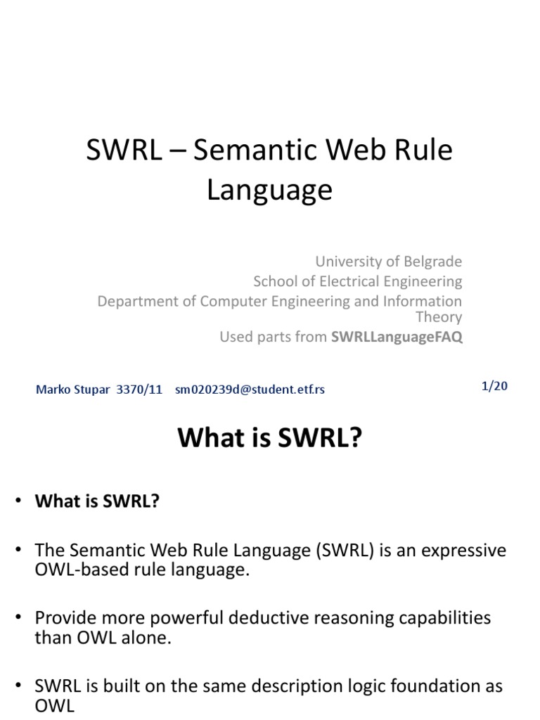 SWRL - Semantic Web Rule Language | PDF | Parameter (Computer Programming) | Formalism (Deductive)