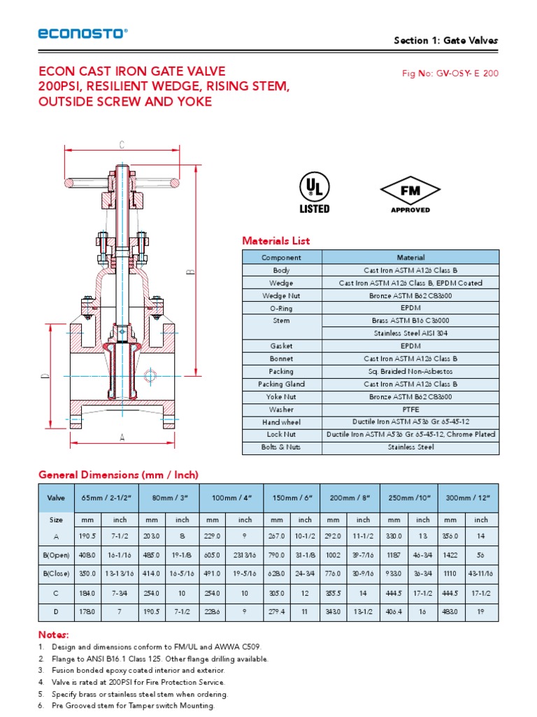 Gate Valve Specifications and Materials | PDF