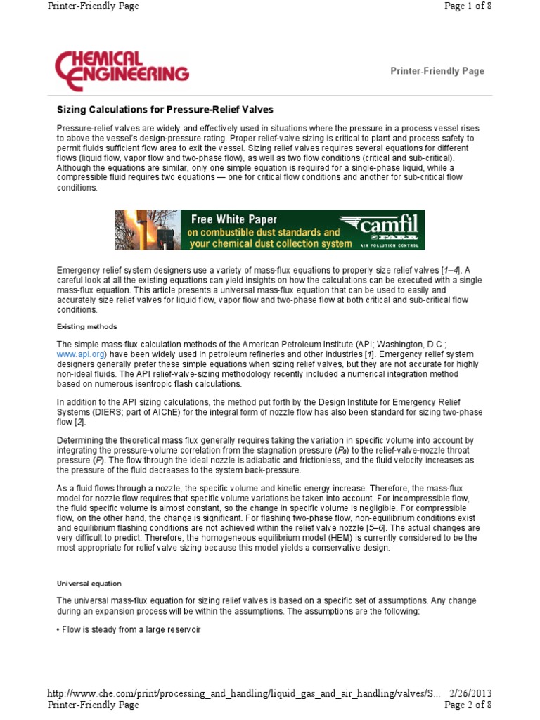Pressure-Relief Valve Sizing Guide | PDF | Fluid Dynamics | Pressure