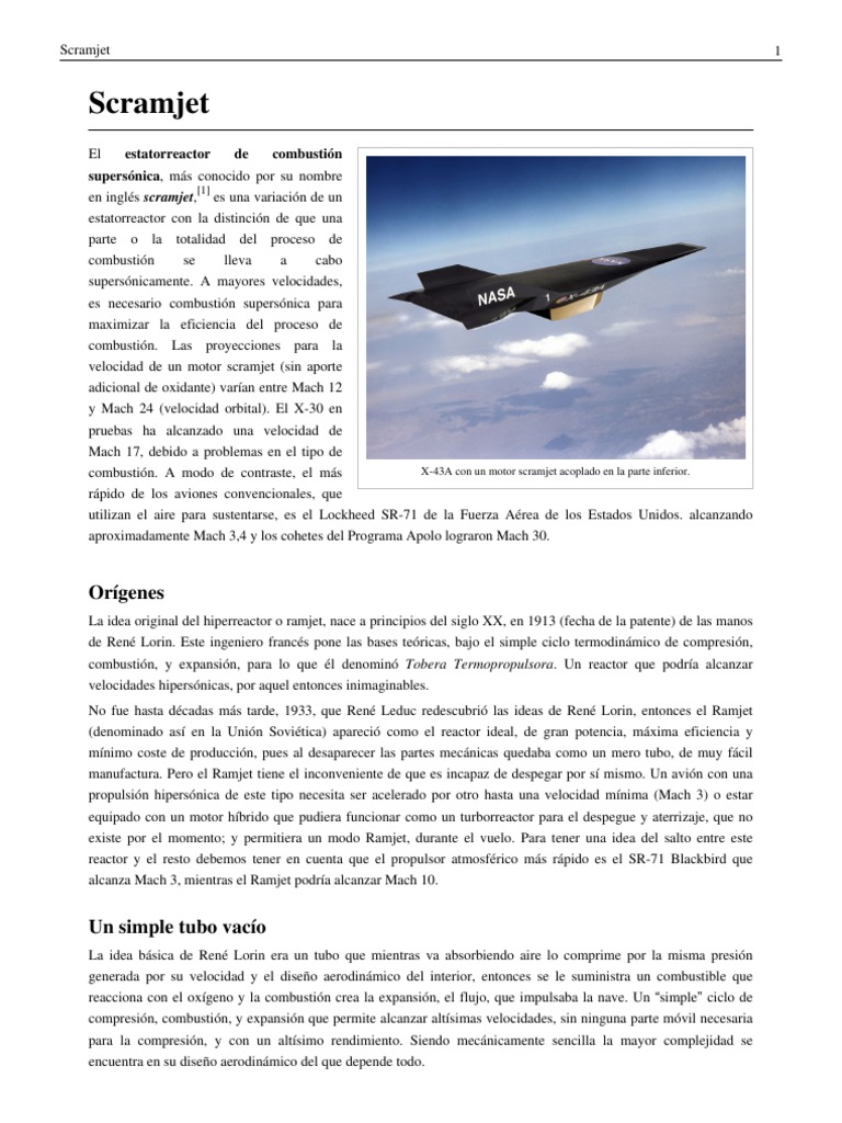 Motores Scramjet: Eficiencia Hipersónica | PDF | Aviación | Aeroespacial