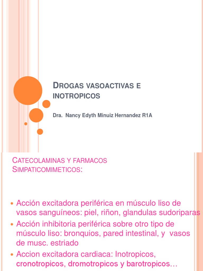 Vasooactivos e Inotropicos | PDF | Fisiología | Drogas