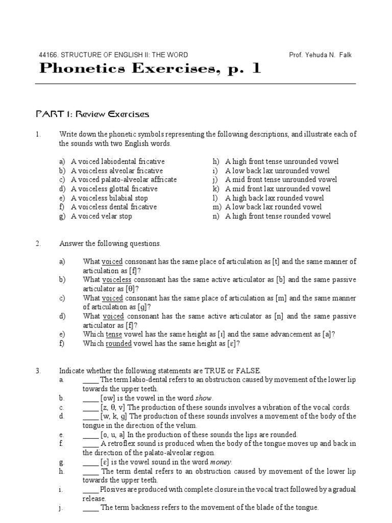 Ejercicios de Fonetica | PDF | Vowel | Philology