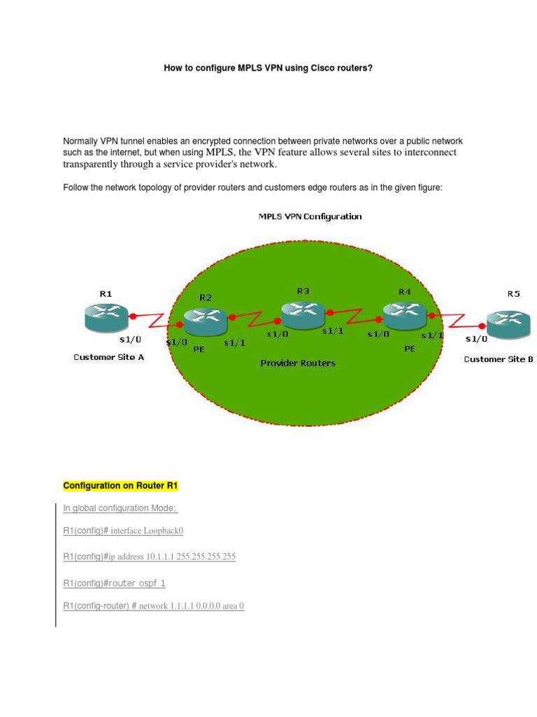 MPLS VPN Setup on Cisco Routers | PDF | Virtual Private Network ...