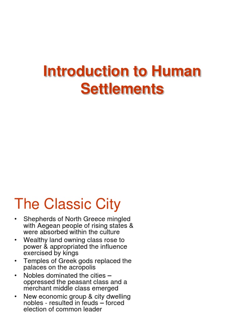 Introduction To Human Settlements | PDF
