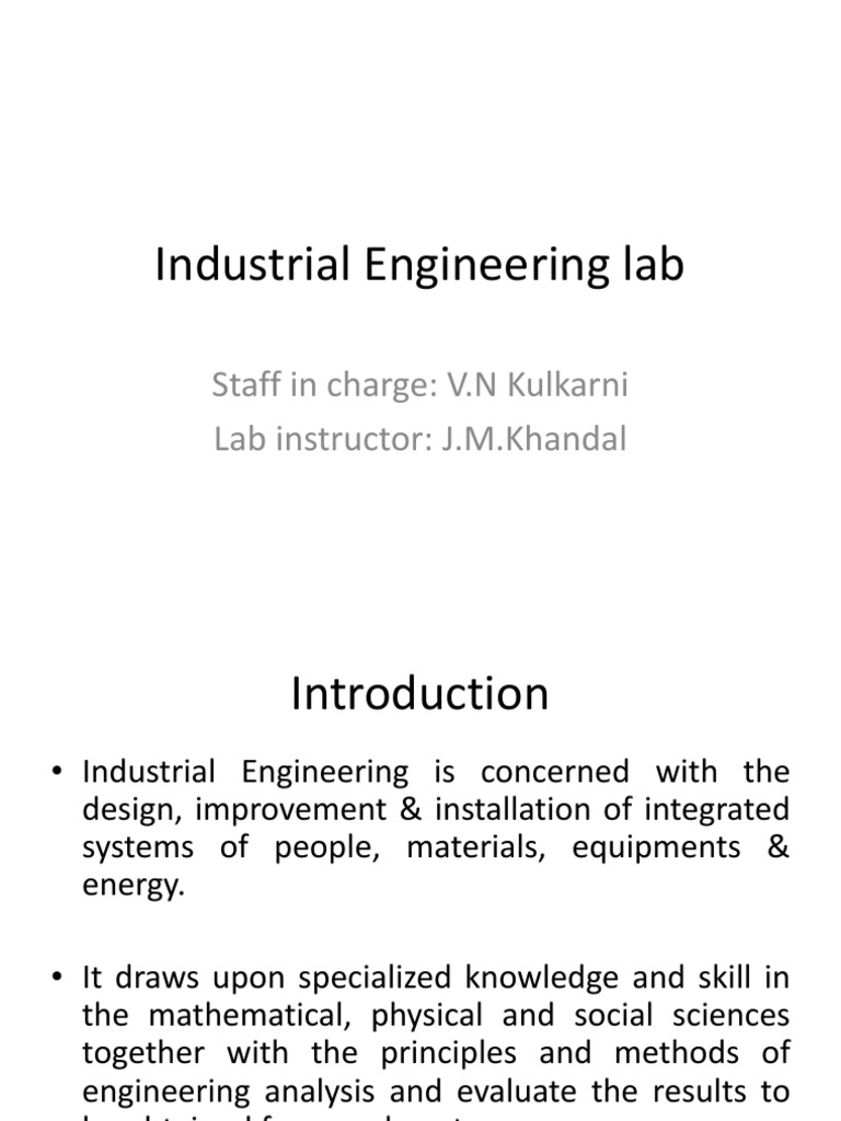 Industrial Engineering Lab | PDF | Industrial Engineering | Engineering