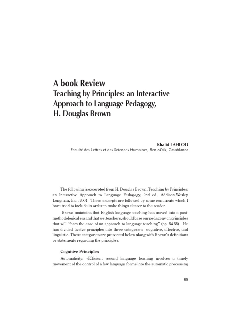 A Book Review: Teaching by Principles: An Interactive Approach To ...