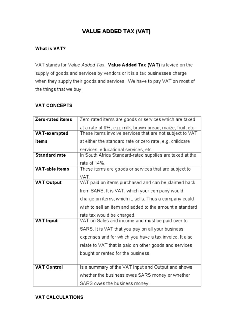VAT Calculation and Concepts Guide | PDF | Value Added Tax | Debits And ...
