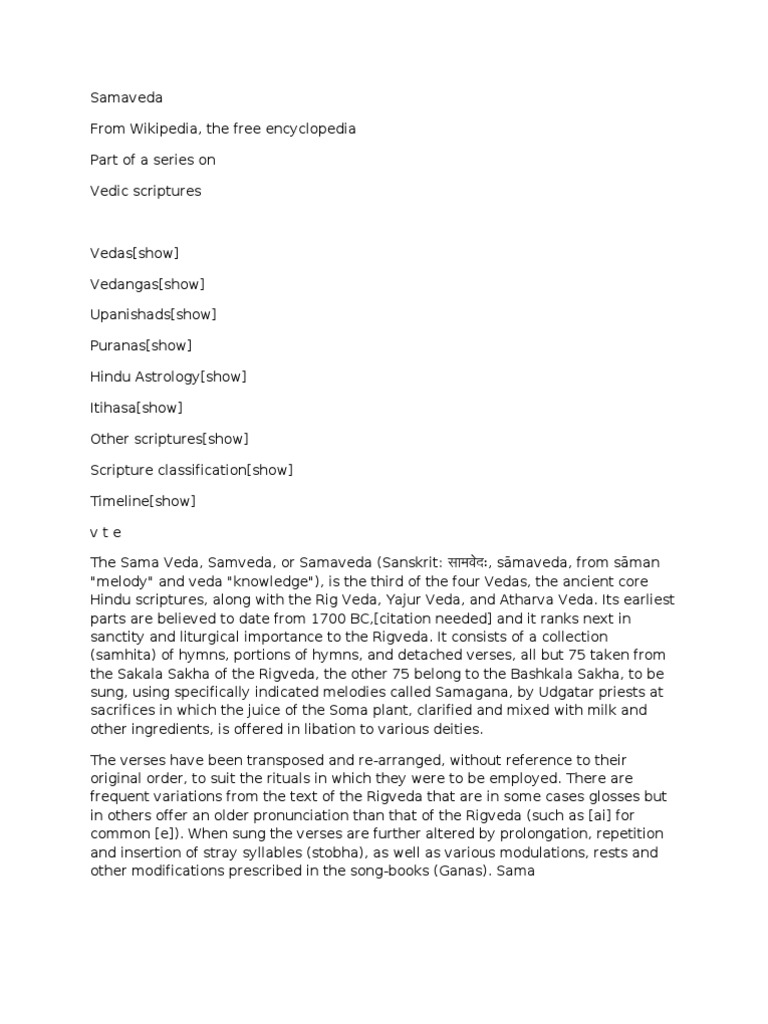 Samaveda | PDF | Vedas | Sanskrit Texts