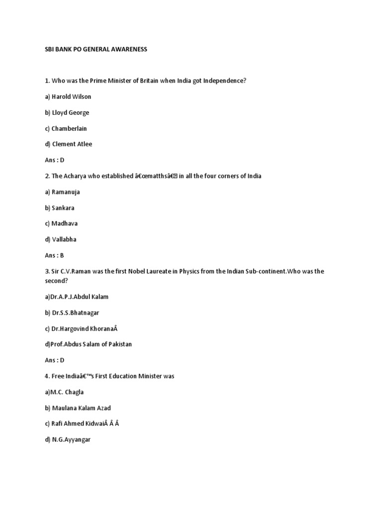 (WWW - Entrance-Exam - Net) - SBI Bank PO Sample Paper 4 | PDF