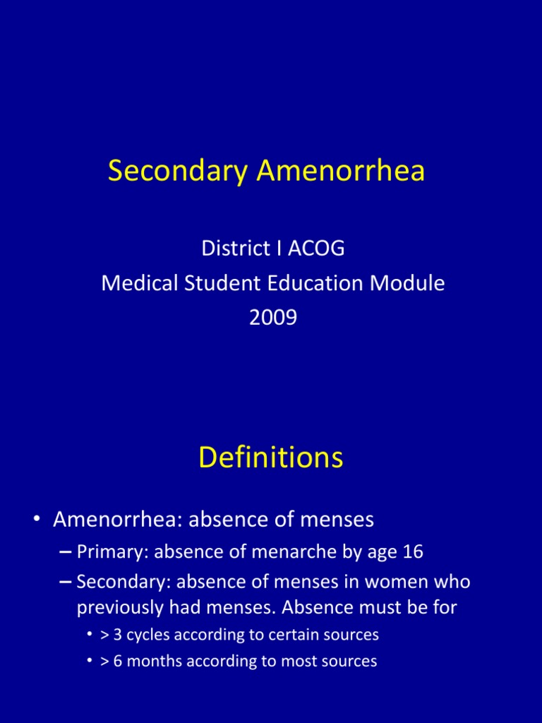 Secondary Amenorrhea | PDF | Polycystic Ovary Syndrome | Menstrual Cycle