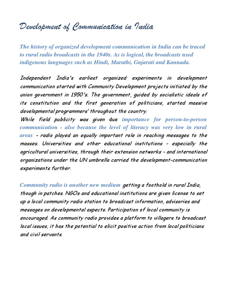 Evolution of Development Communication in India | PDF | Politics ...