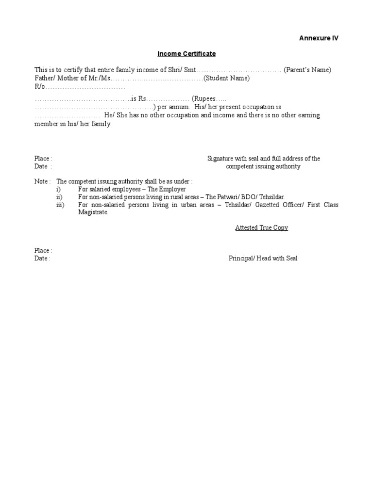 Income Certificate Format | PDF | Government | Business