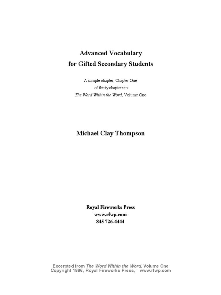 Advanced Vocabulary | PDF | Languages