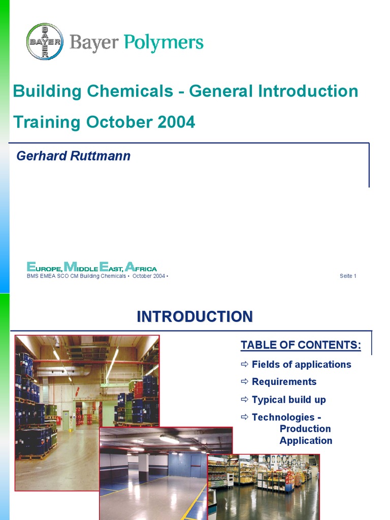 Introduction For Bayer Polyurethane Product - Floor Coatings | PDF ...