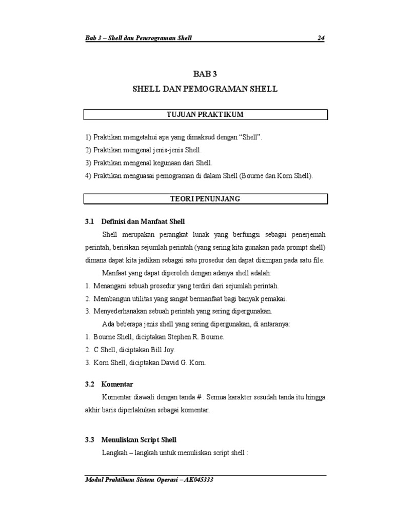Bab 3 - Shell Dan Pemrograman Shell | PDF | Komputer