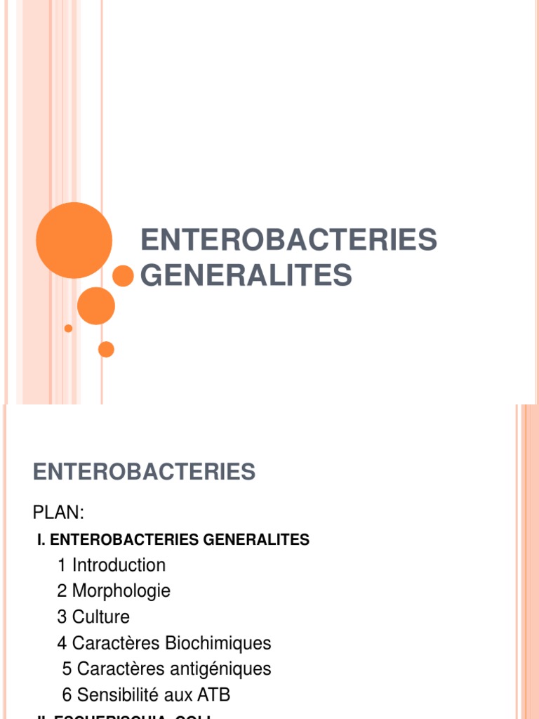 Enterobacteries Generalites Et E.coli Bon | PDF | Escherichia coli ...