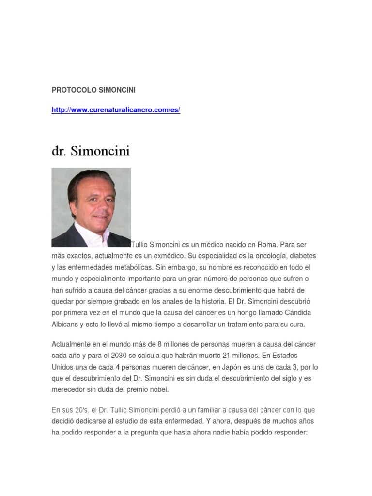 Protocolo Simoncini | PDF | Cáncer | sal