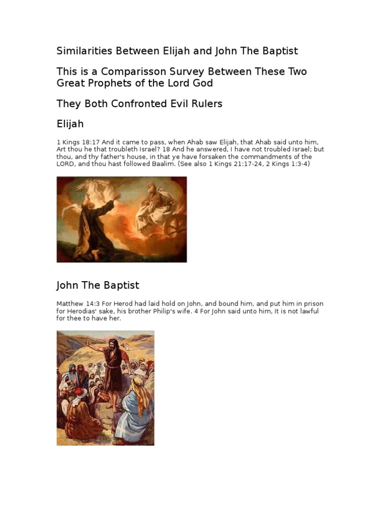 Similarities Between Elijah and John the Baptist | John The Baptist ...