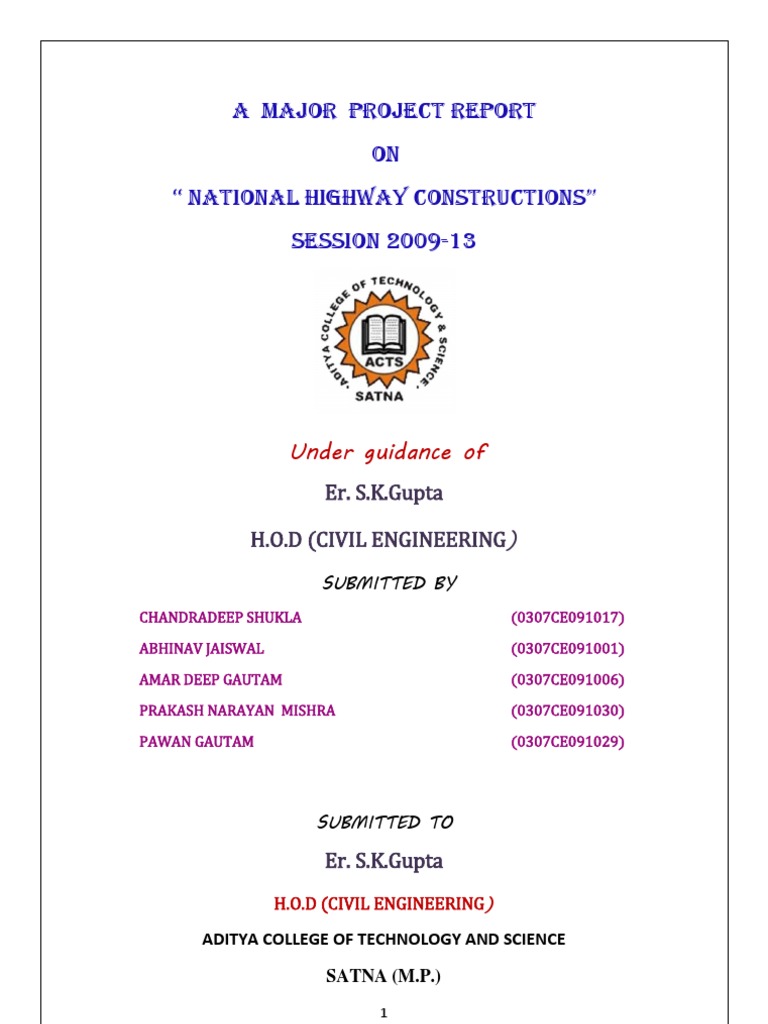 National highway construction project report | PDF | Concrete | Soil
