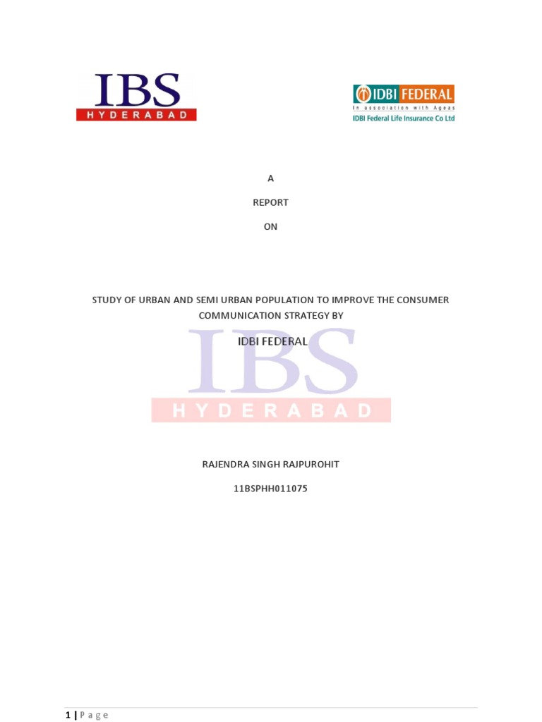 IDBI FEDERAL-Rajendra Singh - Final SIP Report | PDF | Marketing ...
