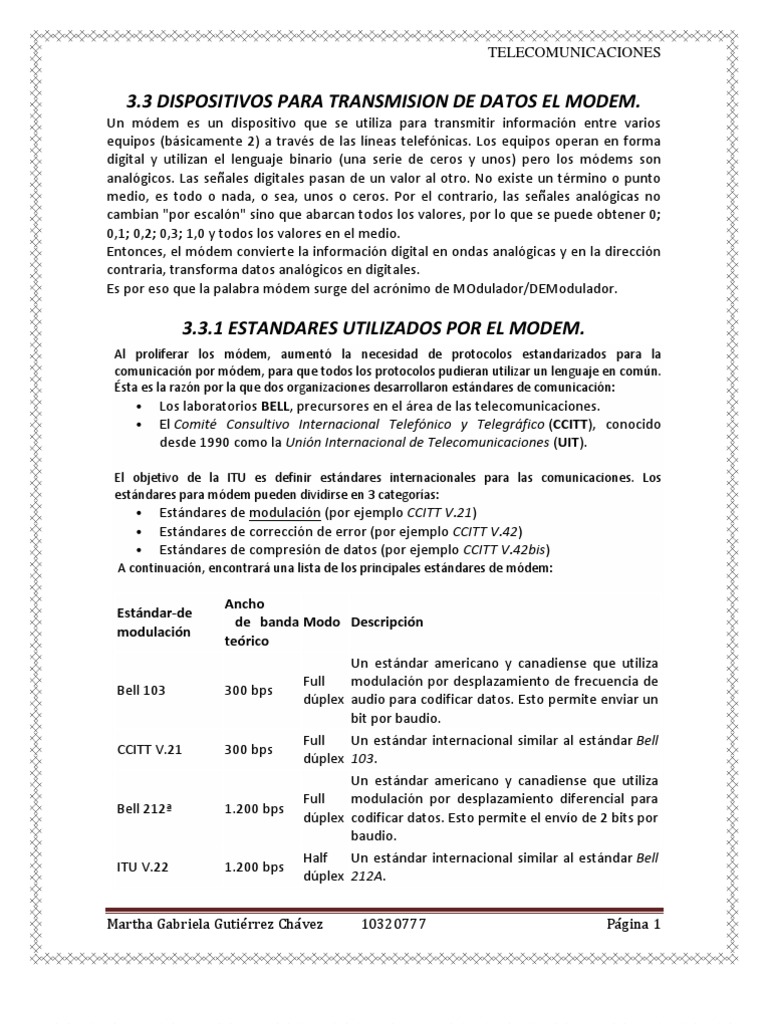 Unidad 3 Telecomunicaciones | PDF | Módem | Duplex (Telecomunicaciones)