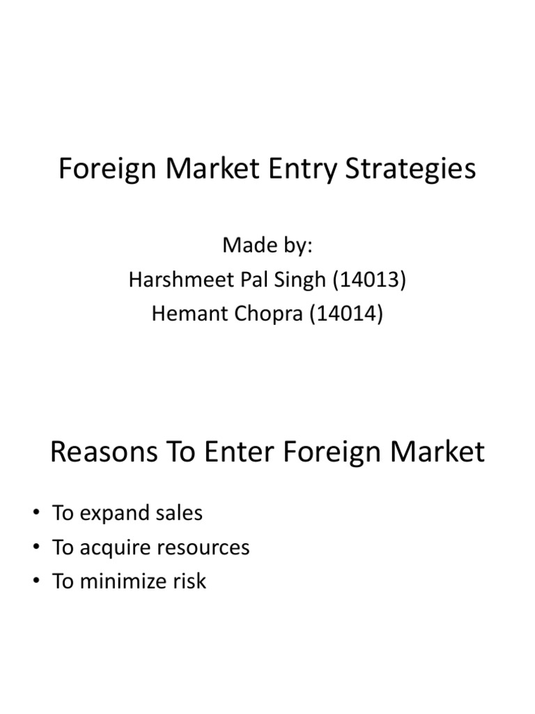 Foreign Market Entry Strategies | PDF | Joint Venture | Franchising