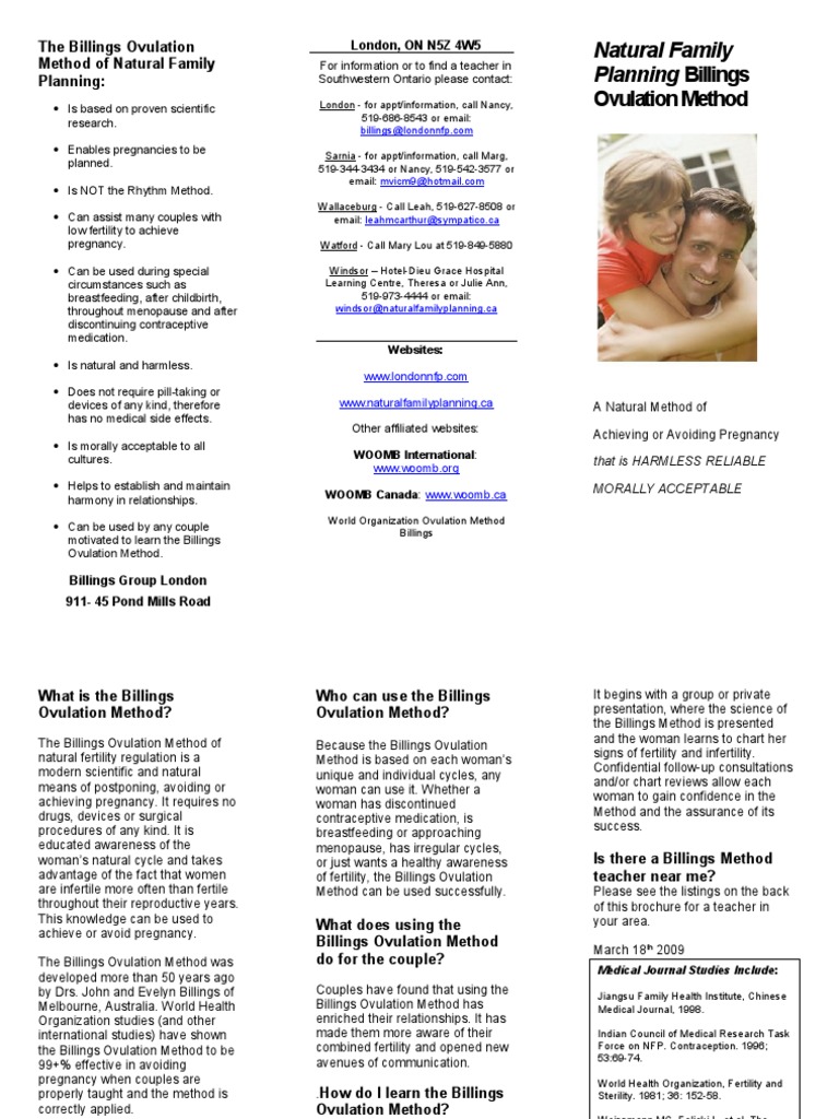 Billings Method Brochure | PDF | Fertility | Infertility