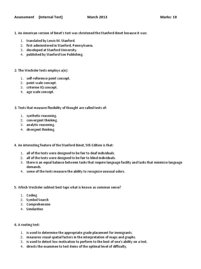 MCQs - IQ, Aptitude, Creativity | PDF | Wechsler Adult Intelligence ...