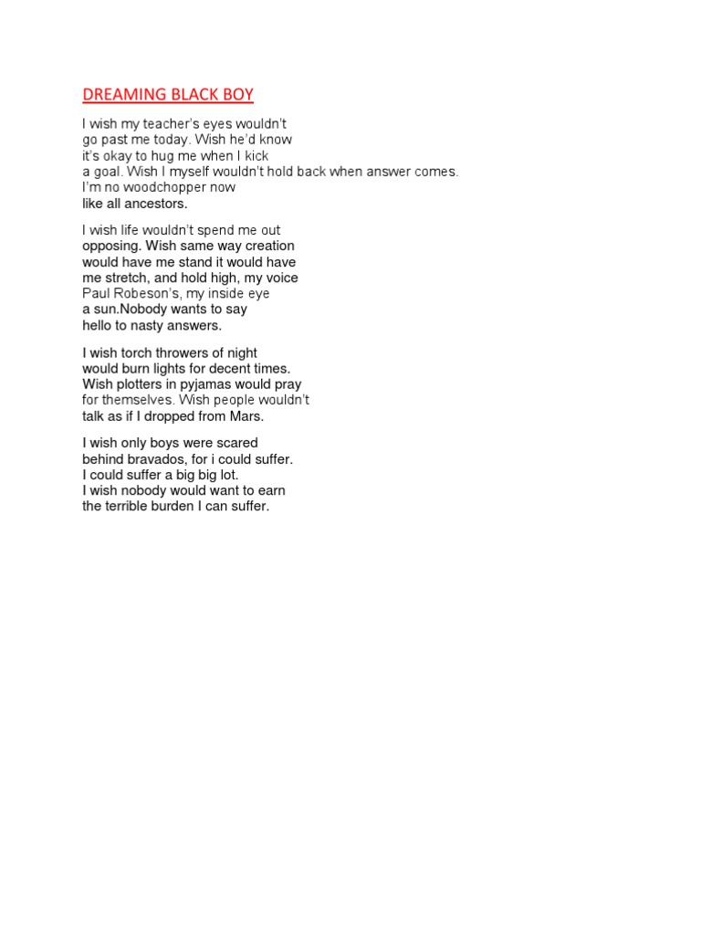 Dreaming Black Boy | Poetry | Dream
